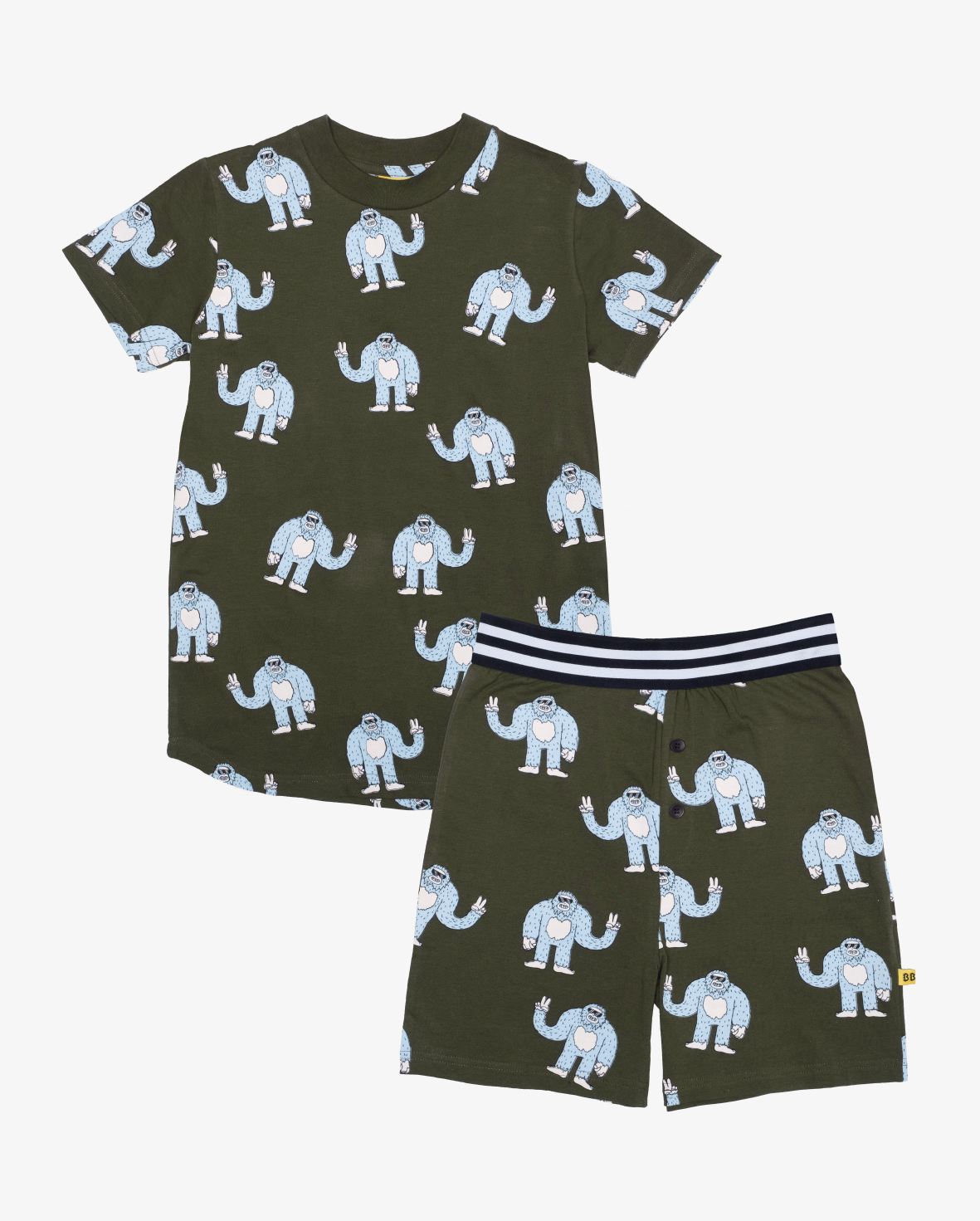 BOB Yetis on Repeat Summer PJ's - Army Green – GREY + WILD